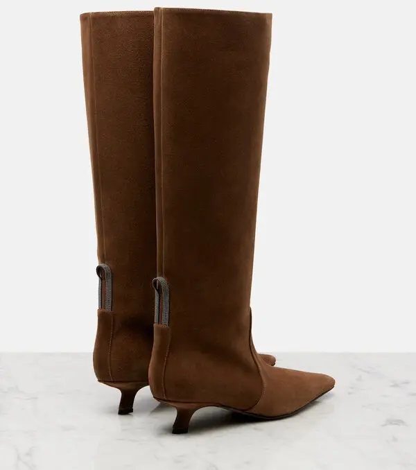 Brunello Cucinelli Monili Suede Knee-high Boots