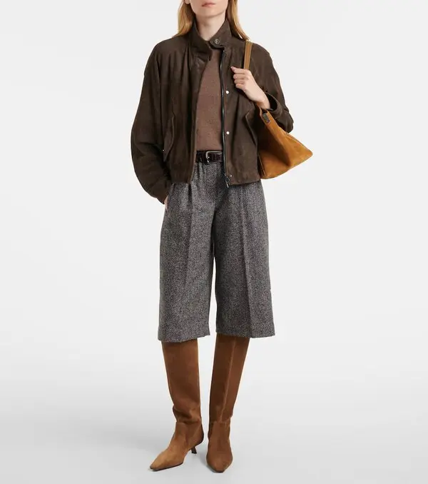 Brunello Cucinelli Monili Suede Knee-high Boots