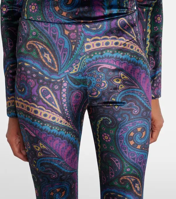 Etro Printed High-rise Velvet Flared Pants