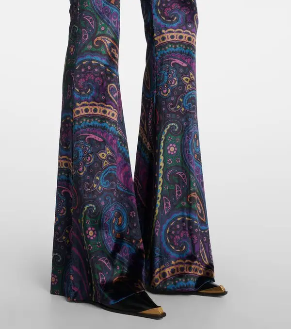 Etro Printed High-rise Velvet Flared Pants