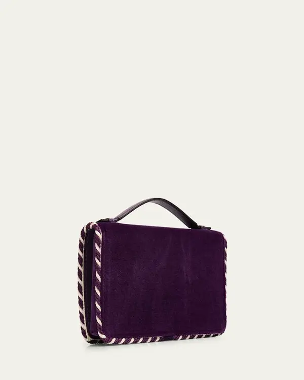 Valentino Garavani Vlogo Signature Suede Wallet With Chain Strap - Violet/whi