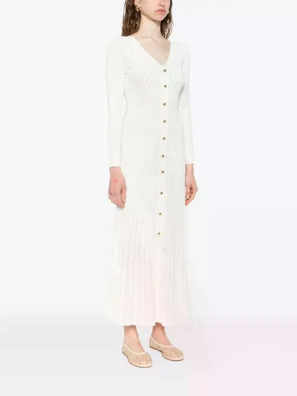 Sandro Pointelle-knit Maxi Dress - Neutrals