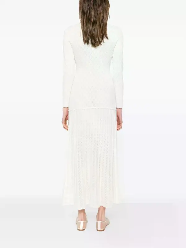 Sandro Pointelle-knit Maxi Dress - Neutrals