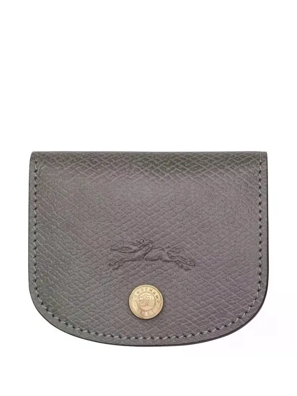 Longchamp Textured Leather Card Holder - Grey