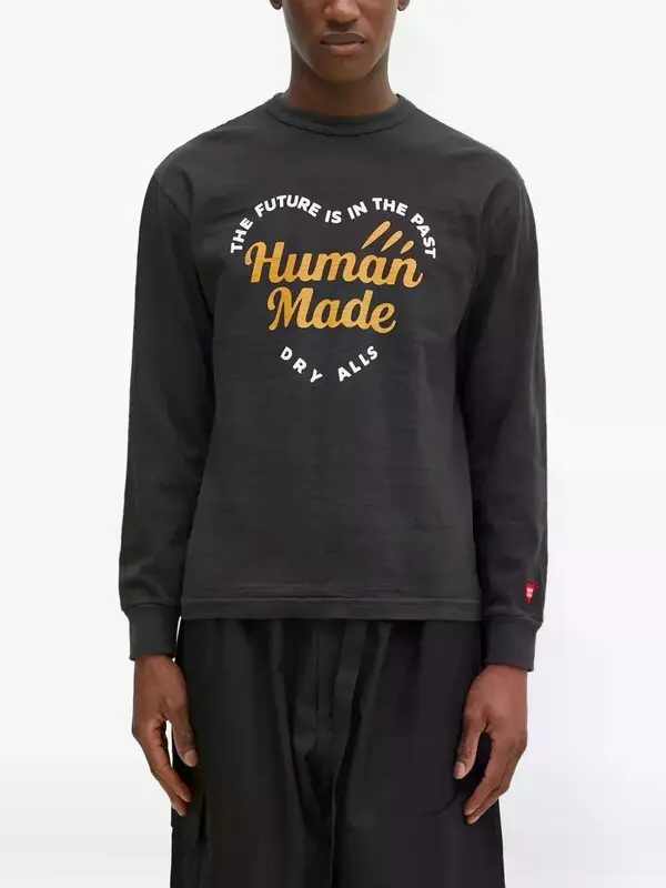 HUMAN MADE Logo-embroidered Long-sleeve T-shirt - Black
