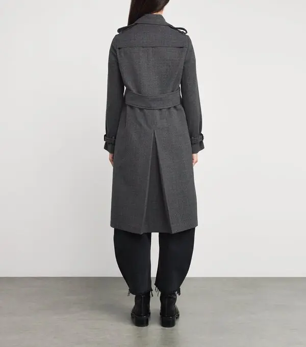 Sandro Rhinestone-embellished Check Trench Coat