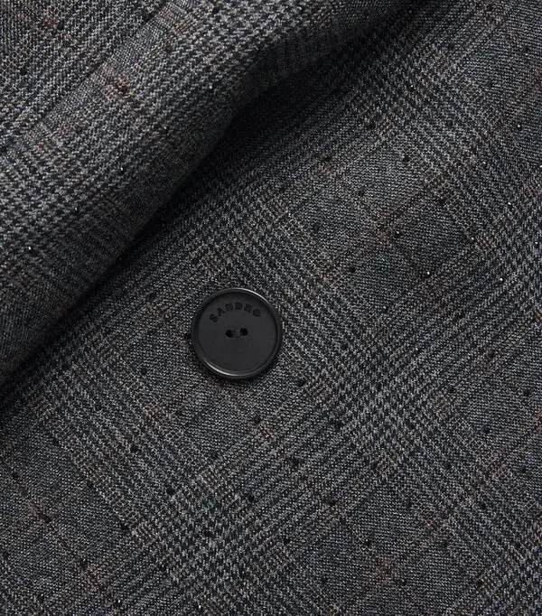 Sandro Rhinestone-embellished Check Trench Coat