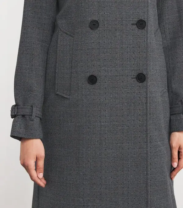 Sandro Rhinestone-embellished Check Trench Coat
