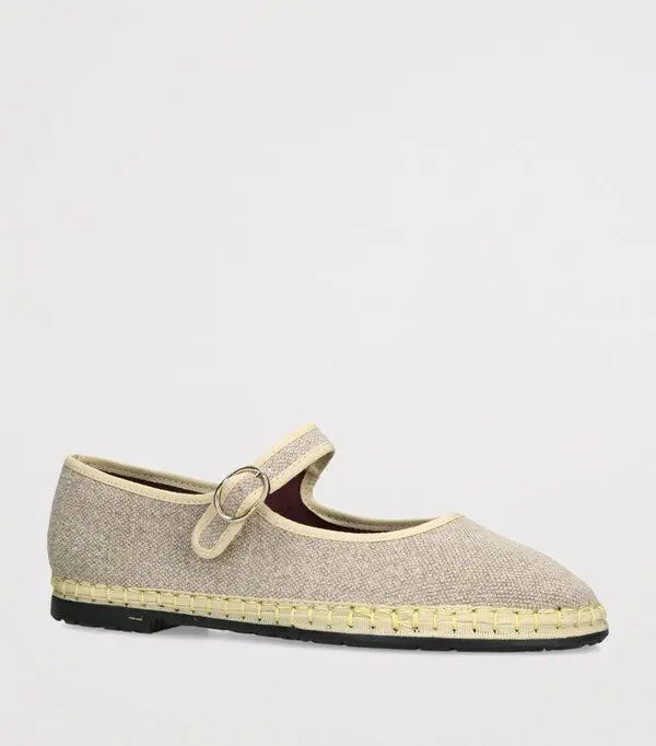 FLABELUS Linen Imelda Mary Janes - Beige