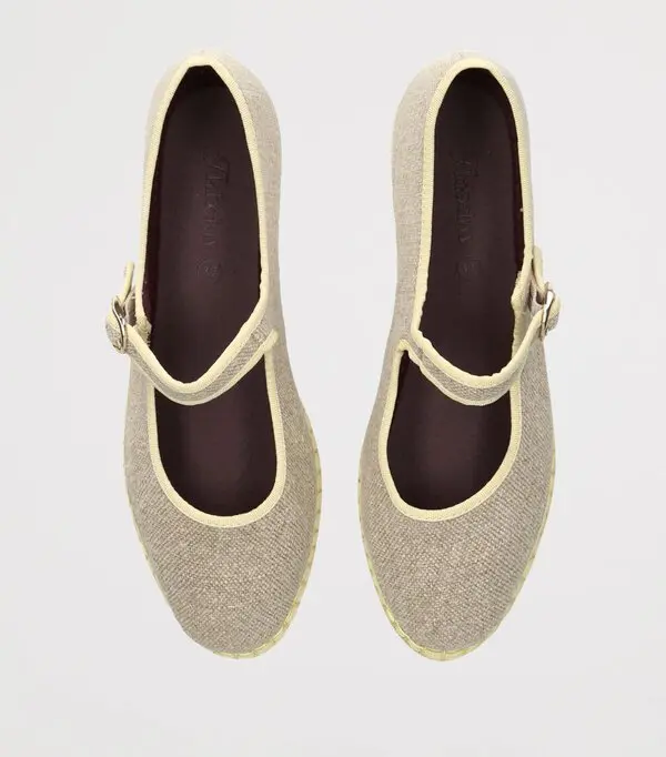 FLABELUS Linen Imelda Mary Janes - Beige