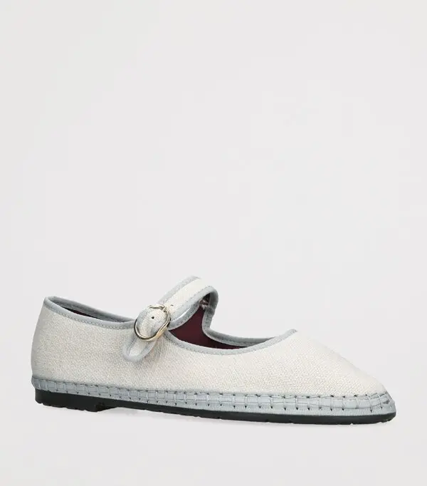 FLABELUS Linen Dalloway Mary Janes - Grey