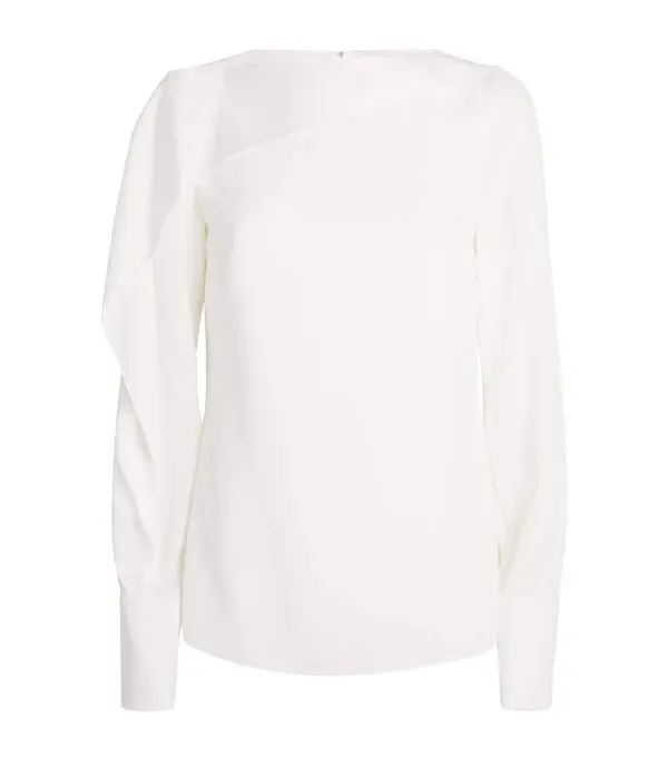 Erdem Satin Long-sleeve Top - Ivory