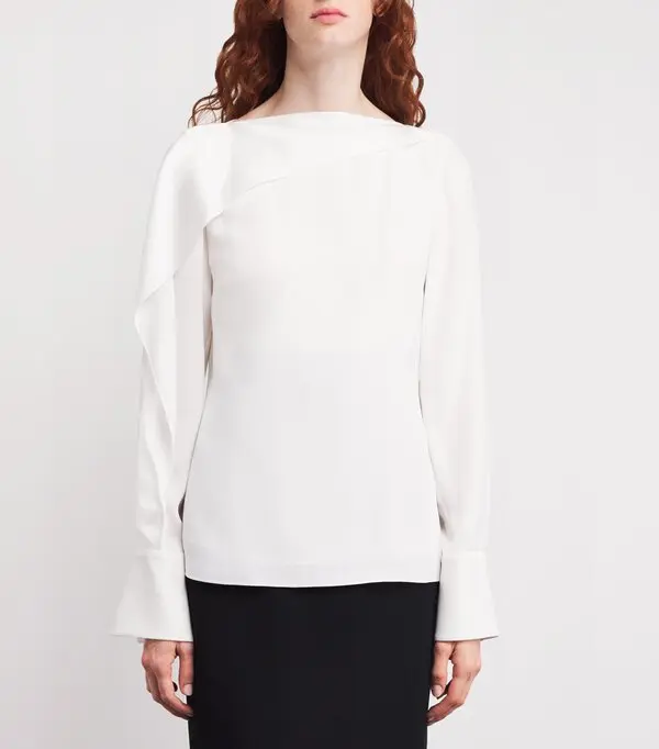 Erdem Satin Long-sleeve Top - Ivory