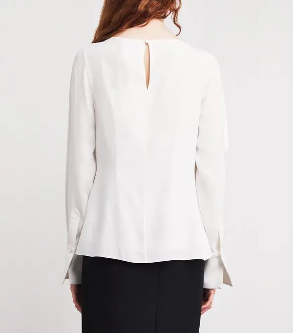 Erdem Satin Long-sleeve Top - Ivory