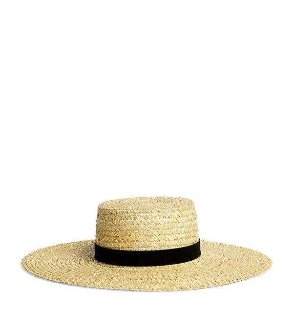 Lack Of Color Raffia Boater Hat - Beige