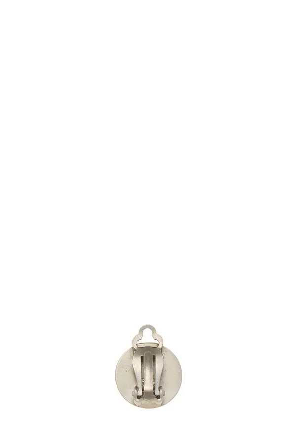 Chanel Button Stud Earrings - Silver