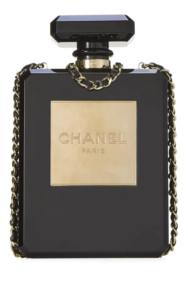Chanel Acrylic Perfume Bottle Minaudière Clutch - Black