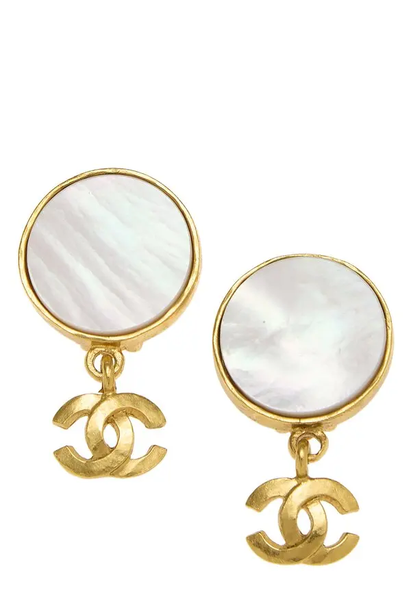 Chanel Mother Of Pearl Dangle Earrings - Gold