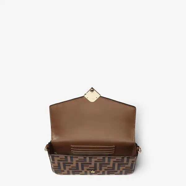 Fendi Ff Diamonds Wallet On Chain - Brown