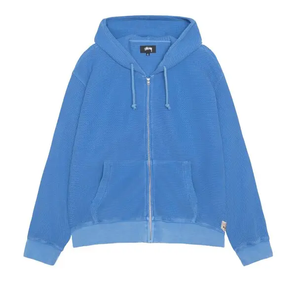 StÜssy Double Layer Waffle Zip Hoodie - Blue