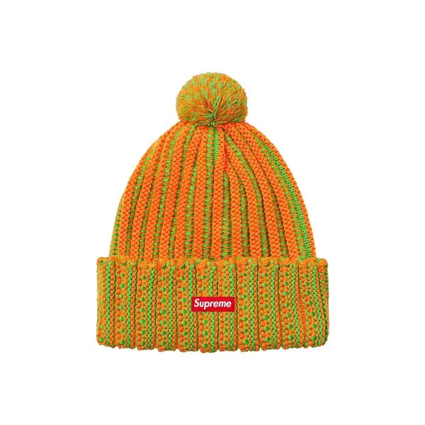 Supreme Contrast Stripe Beanie - Orange