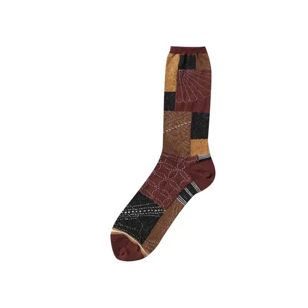 Kapital Patchwork Crew Socks - Red