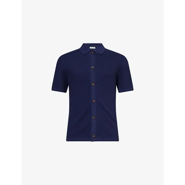 BELIER Regular-fit Classic-collar Knit Shirt - Navy