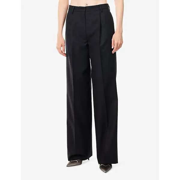 Dries Van Noten Portias Wide-leg Wool Trousers - Navy