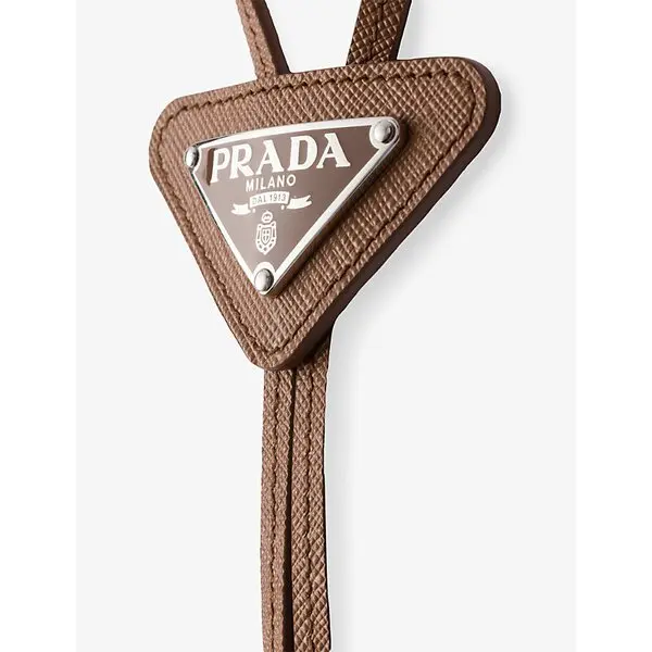 Prada Triangular Logo-plaque Leather Bolo Tie - Brown