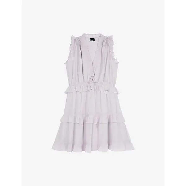 The Kooples Ruffle-trim Sleeveless Woven Mini Dress