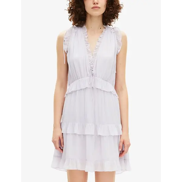 The Kooples Ruffle-trim Sleeveless Woven Mini Dress