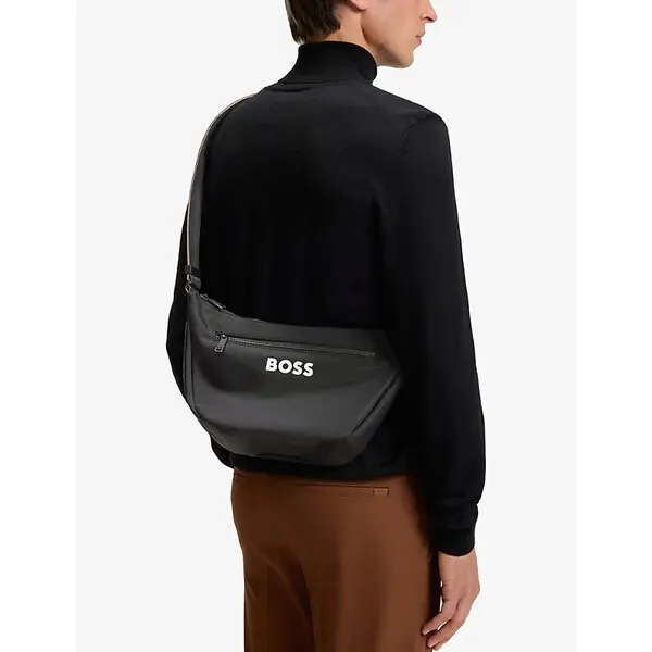 BOSS Logo-print Woven Cross Body Bag