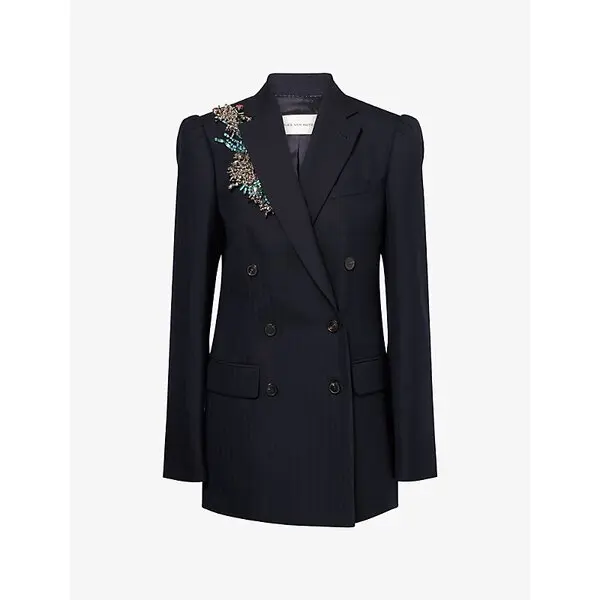 Dries Van Noten Crystal-embellished Double-breasted Wool Jacket