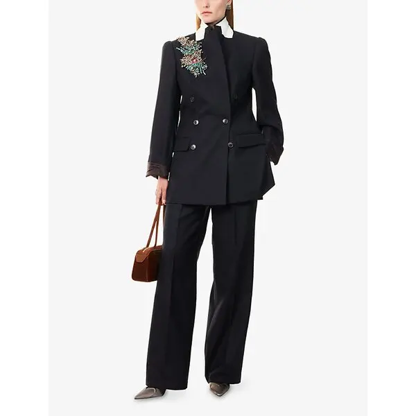 Dries Van Noten Crystal-embellished Double-breasted Wool Jacket
