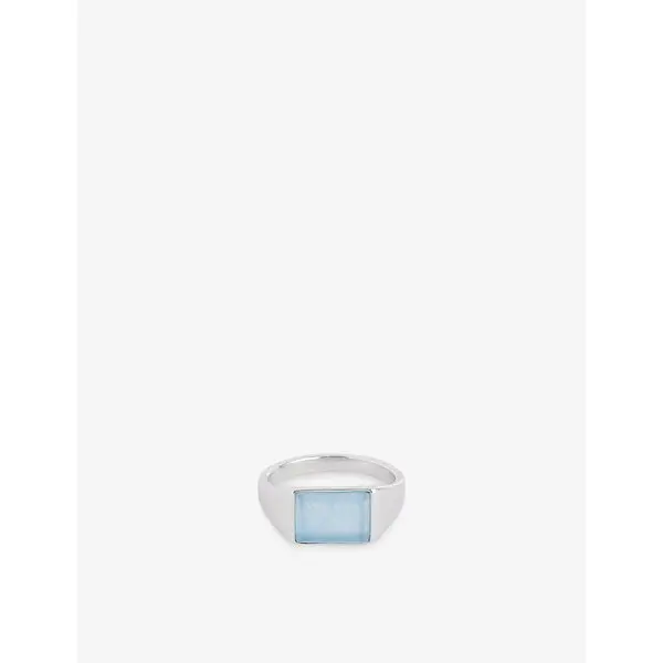 Miansai Lennox Platinum-plated Sterling Silver Chalcedony Ring - Blue