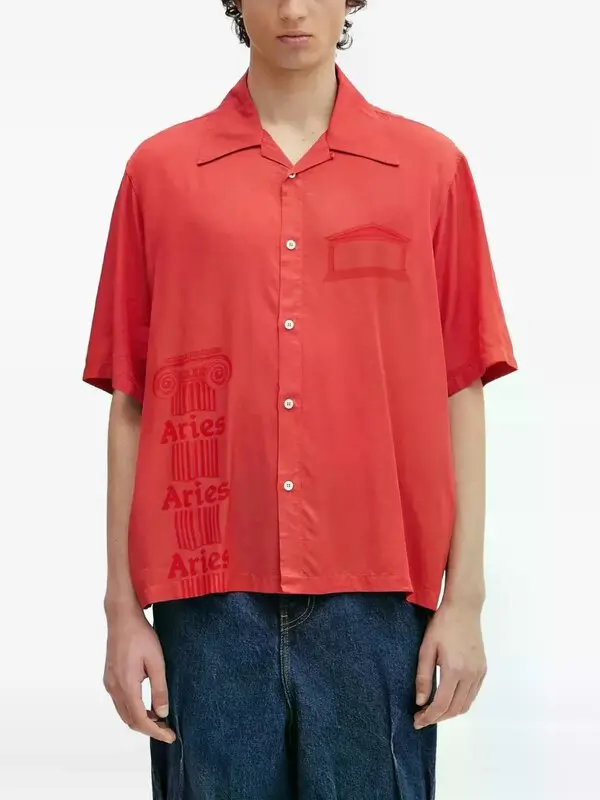 Aries Ancient Column Short-sleeve Shirt - Red