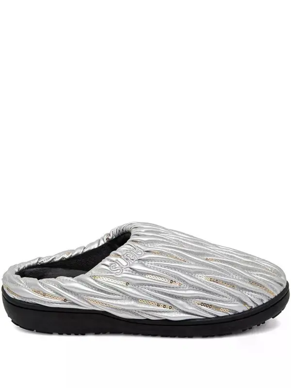 SUBU Sequin-embellished Mules - Silver