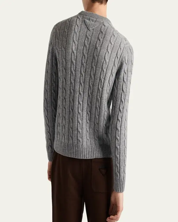 Prada Cashmere Cable Knit Crewneck Sweater