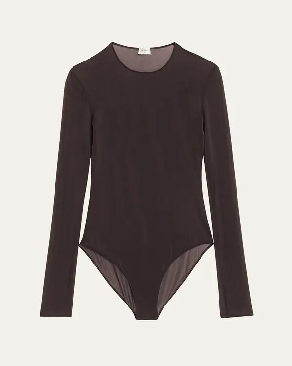 Saint Laurent Sheer Knit Long-sleeve Bodysuit