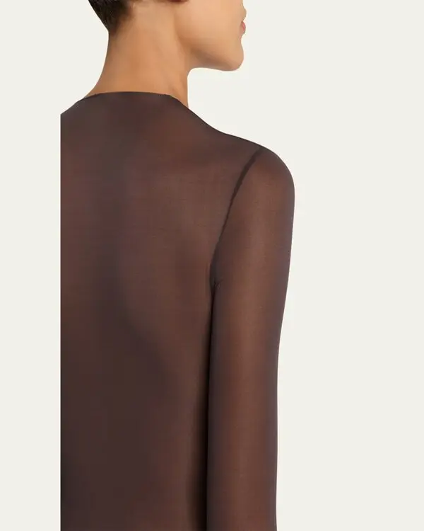 Saint Laurent Sheer Knit Long-sleeve Bodysuit
