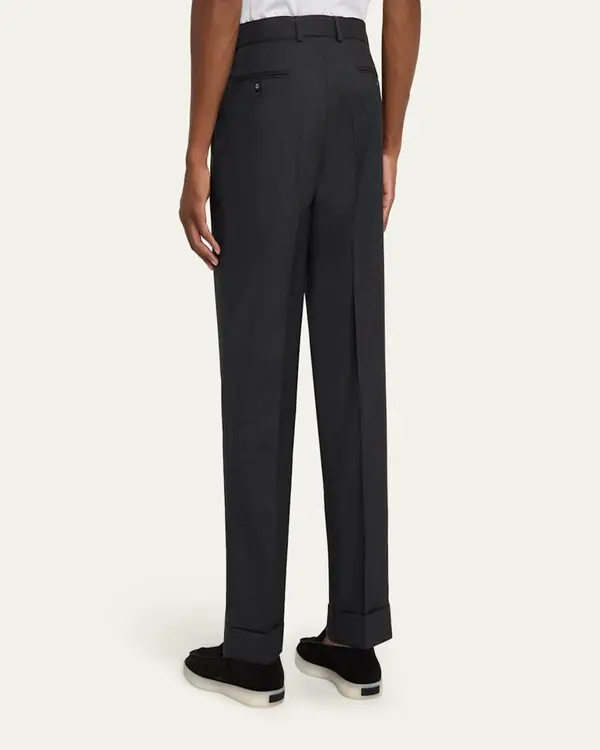 Officine Générale Hugo Wool Self-belt Pleated Pants - Dark Grey