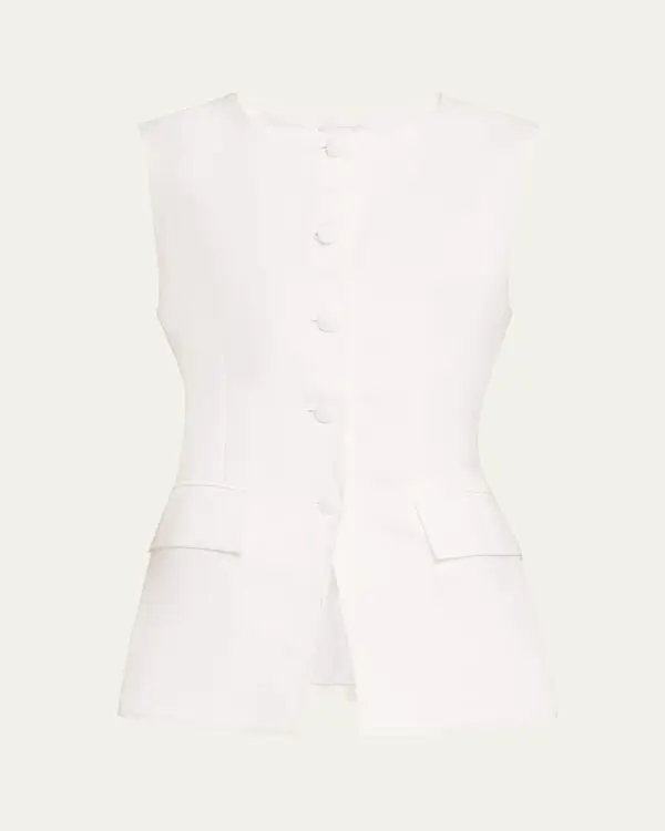 AEXAE Button-front Linen Vest