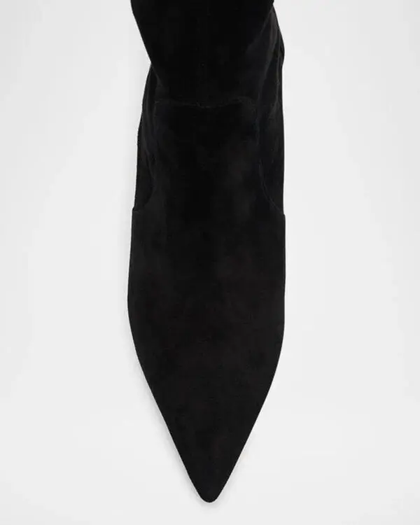 STUART WEITZMAN Power Suede Stiletto Knee Boots - Black