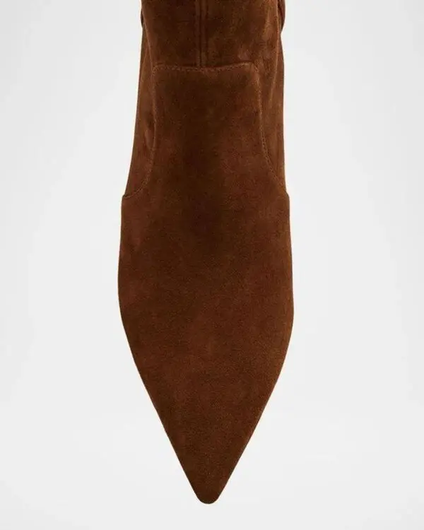 STUART WEITZMAN Power Suede Stiletto Knee Boots - Fawn