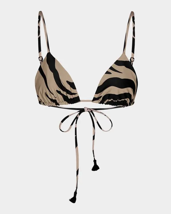 Johanna Ortiz Konibo Zebra Triangle Bikini Top - Sand Black