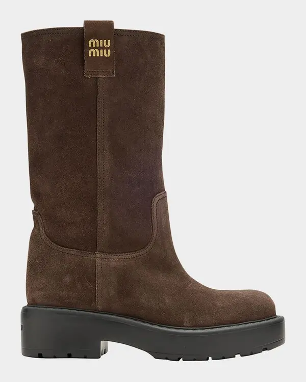 Miu Miu Tall Moto Boots - Moro