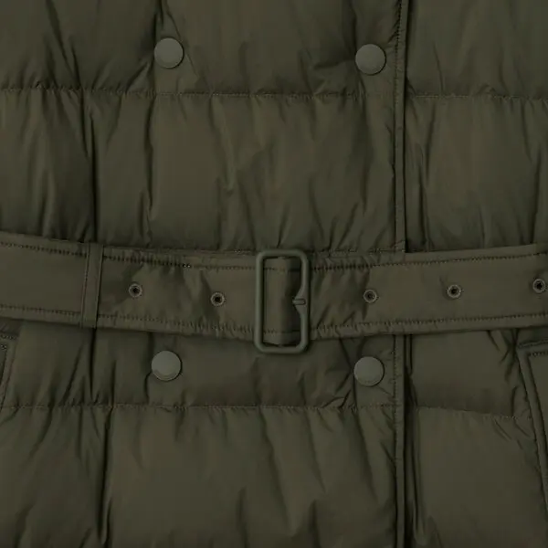 Burberry Long Nylon Hooded Puffer Coat - Shale Green