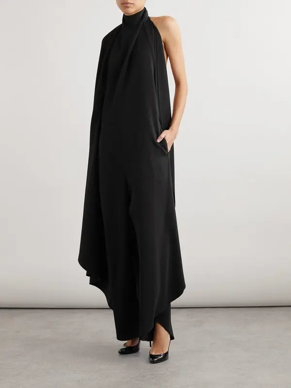 Alaïa Open-back Asymmetric Grain De Poudre Wool-blend Jumpsuit