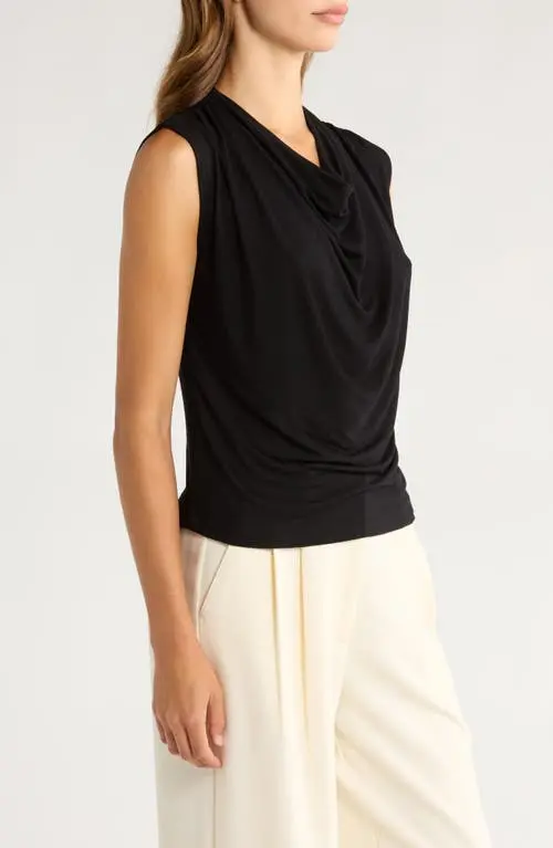 Vince Cowl Neck Sleeveless Top - Black
