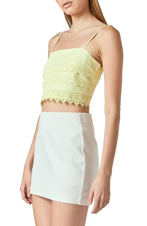 Endless Rose Lace Trimmed Cotton & Linen Blend Camisole
